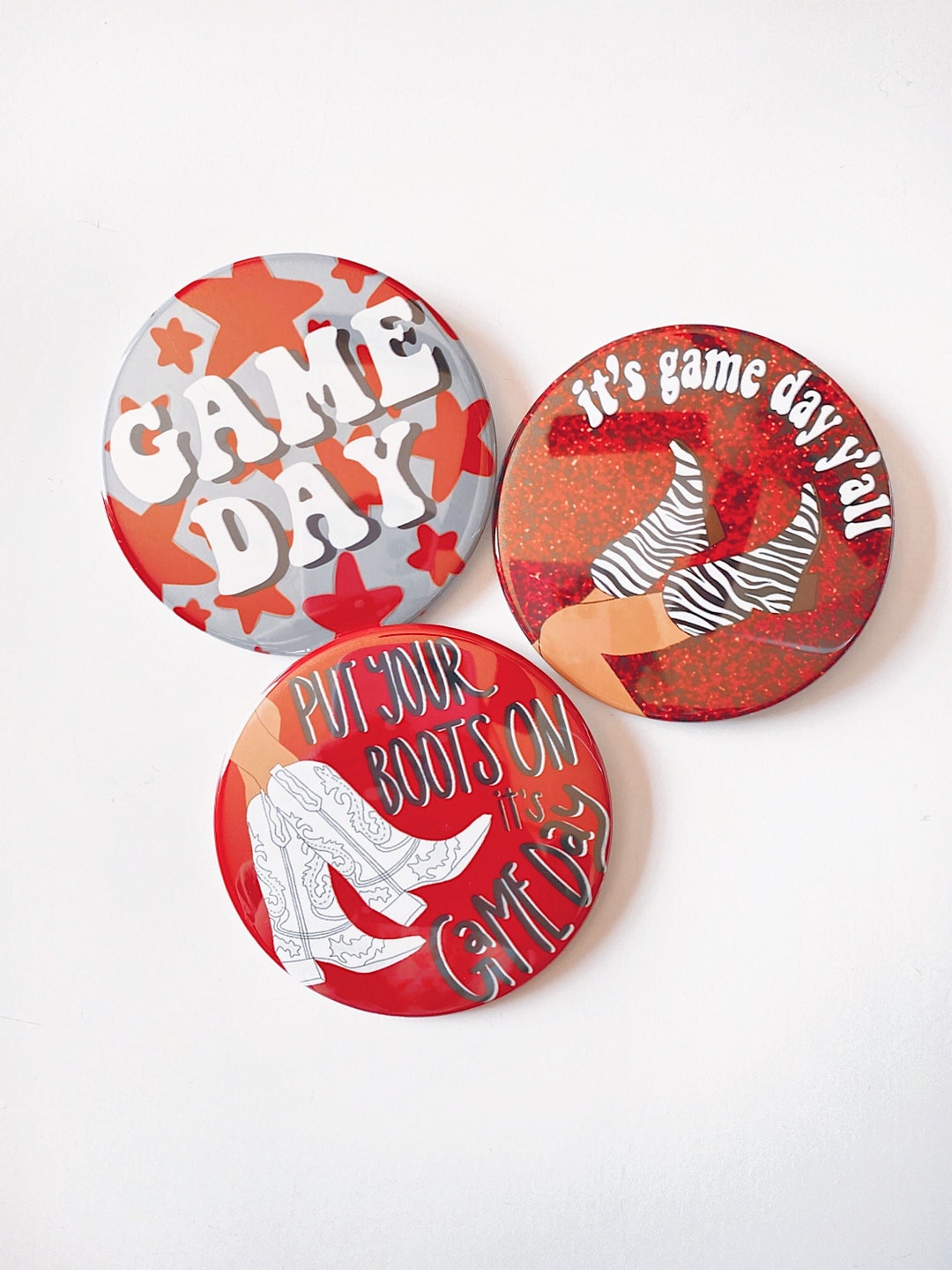 Red Game Day Tailgate Buttons | Game Day Pins | College Football ...