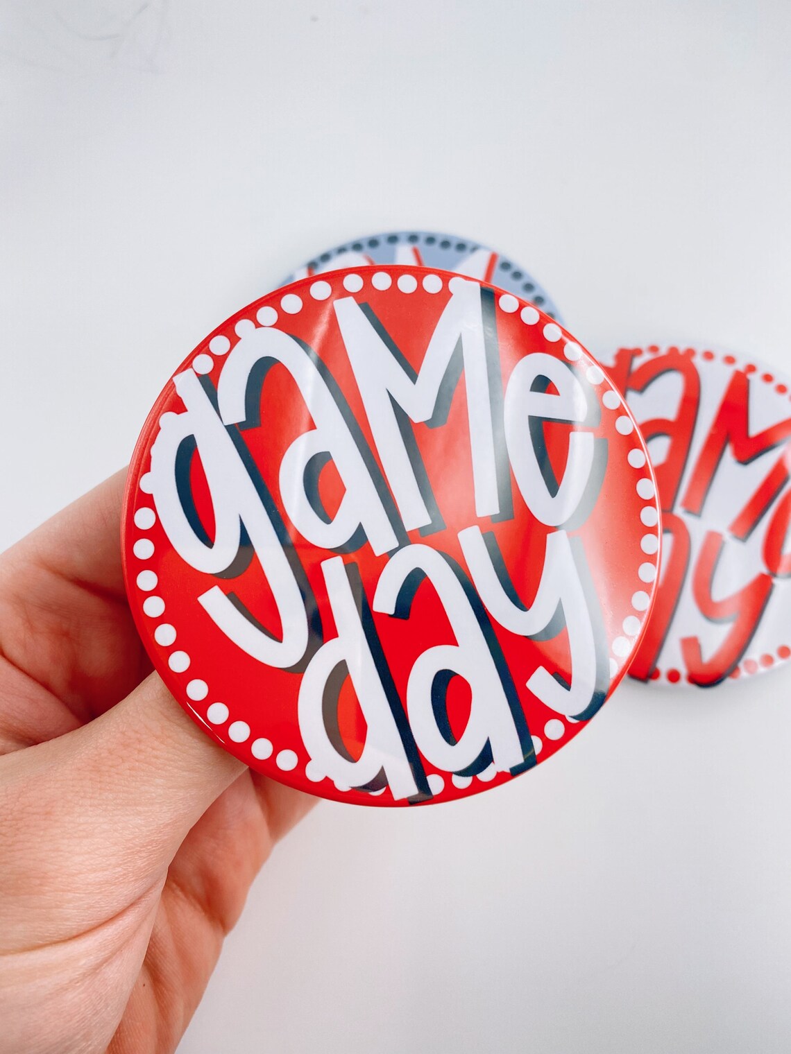 Red Game Day Polka Dots Tailgate Buttons Game Day Pins - Etsy