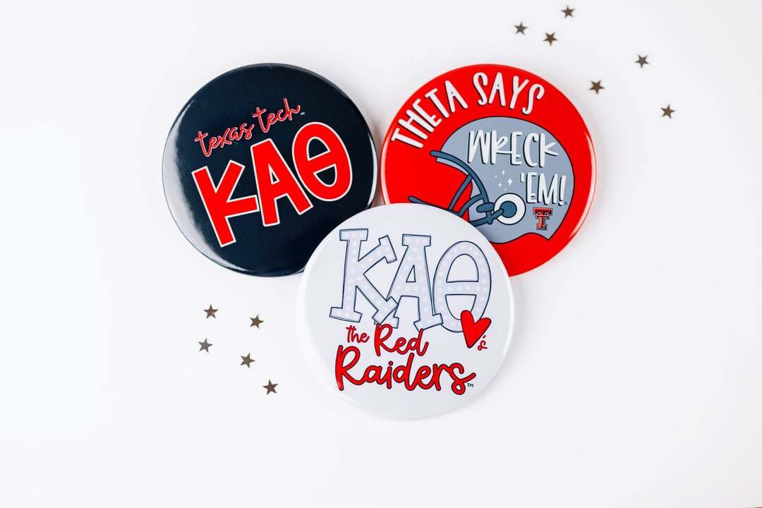 Kappa Alpha Theta Texas Tech Greek Game Day Tailgate Buttons | Game Day ...