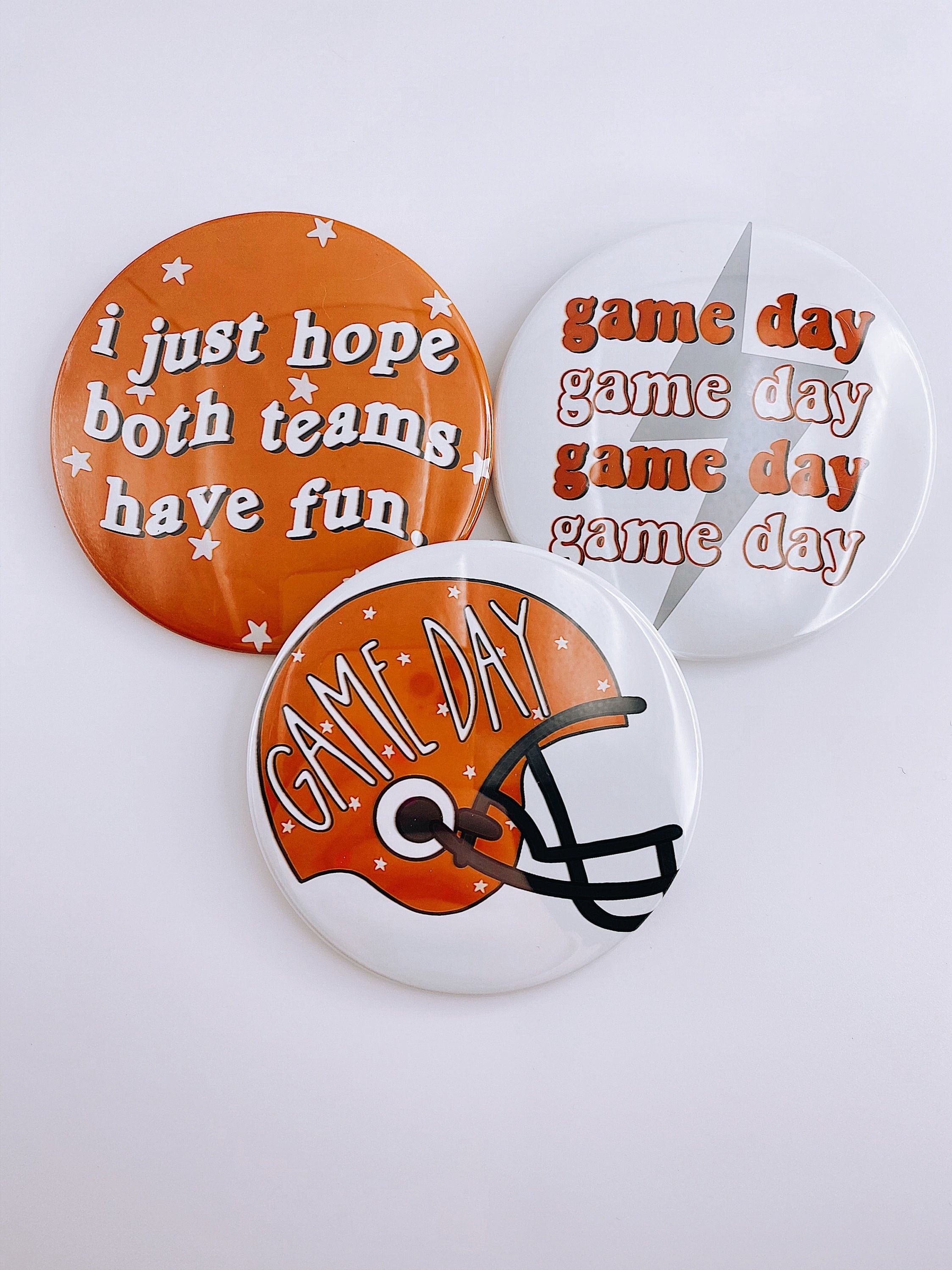 Burnt Orange Game Day Tailgate Buttons | Game Day Pins | College ...