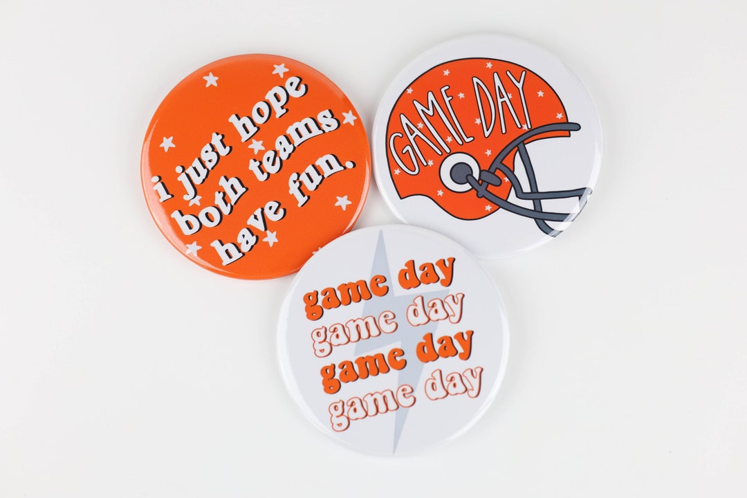 Orange Game Day Tailgate Buttons | Game Day Pins | College Football ...