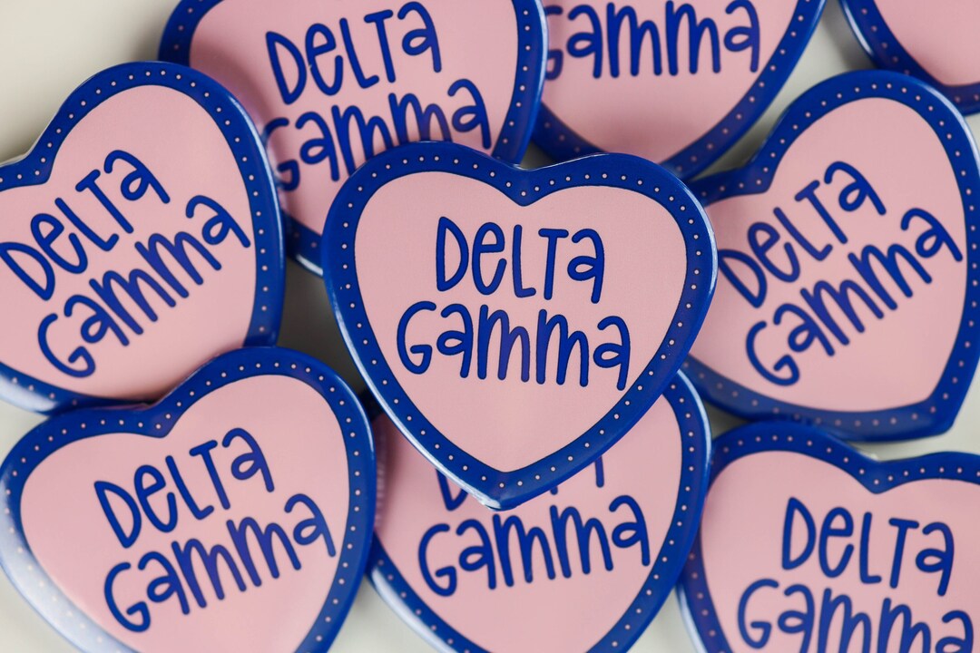 Delta Gamma Heart Shape Greek Game Day Tailgate Buttons | Game Day Pins ...
