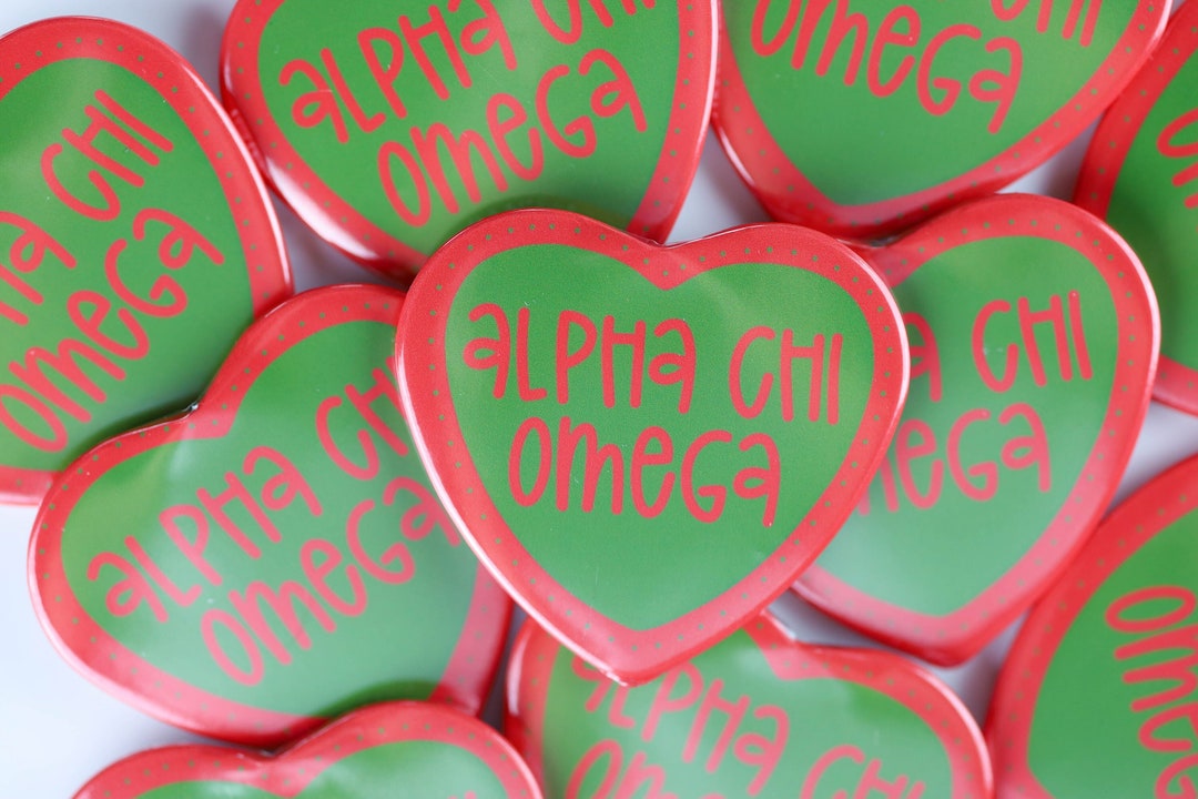 Alpha Chi Omega Heart Shape Greek Game Day Tailgate Buttons | Game Day ...