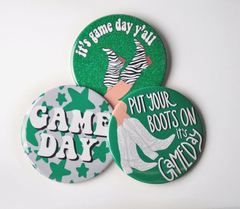 Green Game Day Tailgate Buttons Game Day Pins College - Etsy