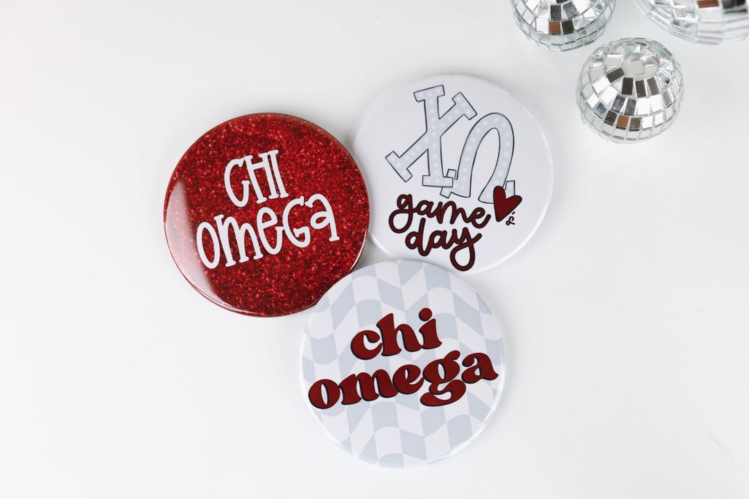 Chi Omega Maroon Game Day Tailgate Buttons | Game Day Pins | College ...
