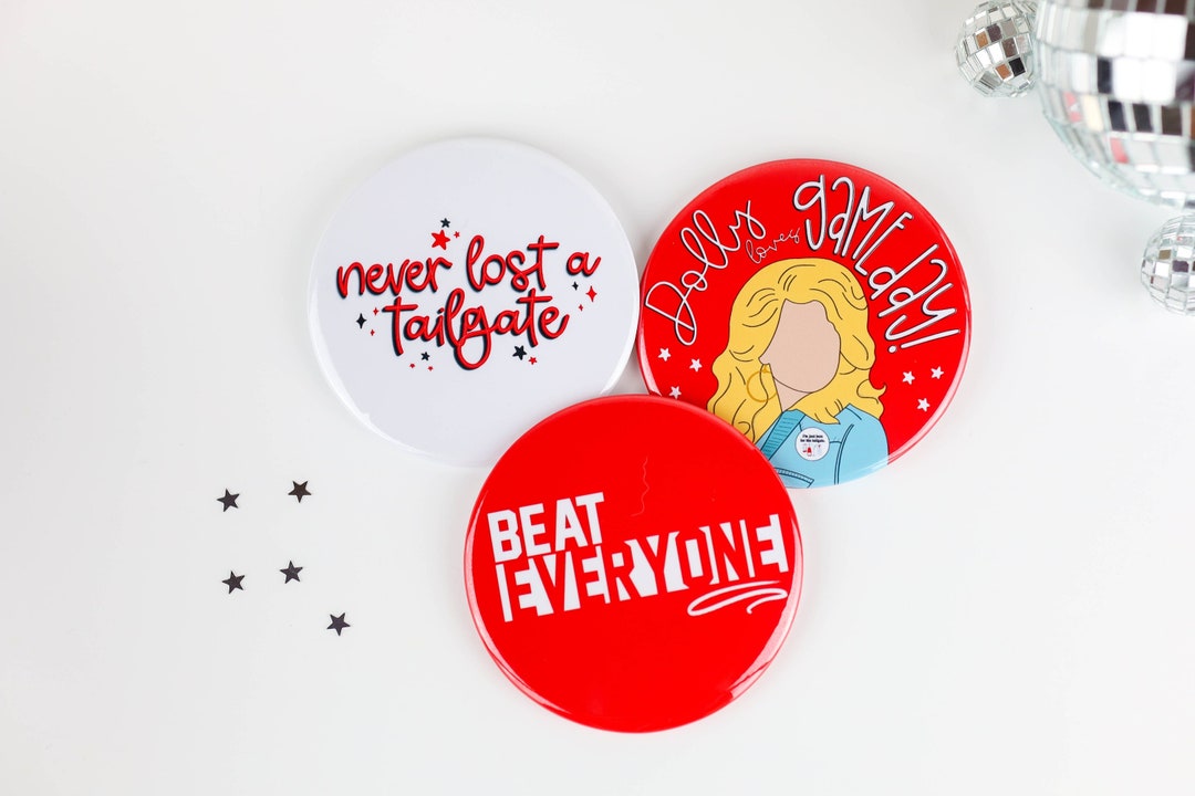 Red Game Day Tailgate Buttons | Game Day Pins | College Football ...