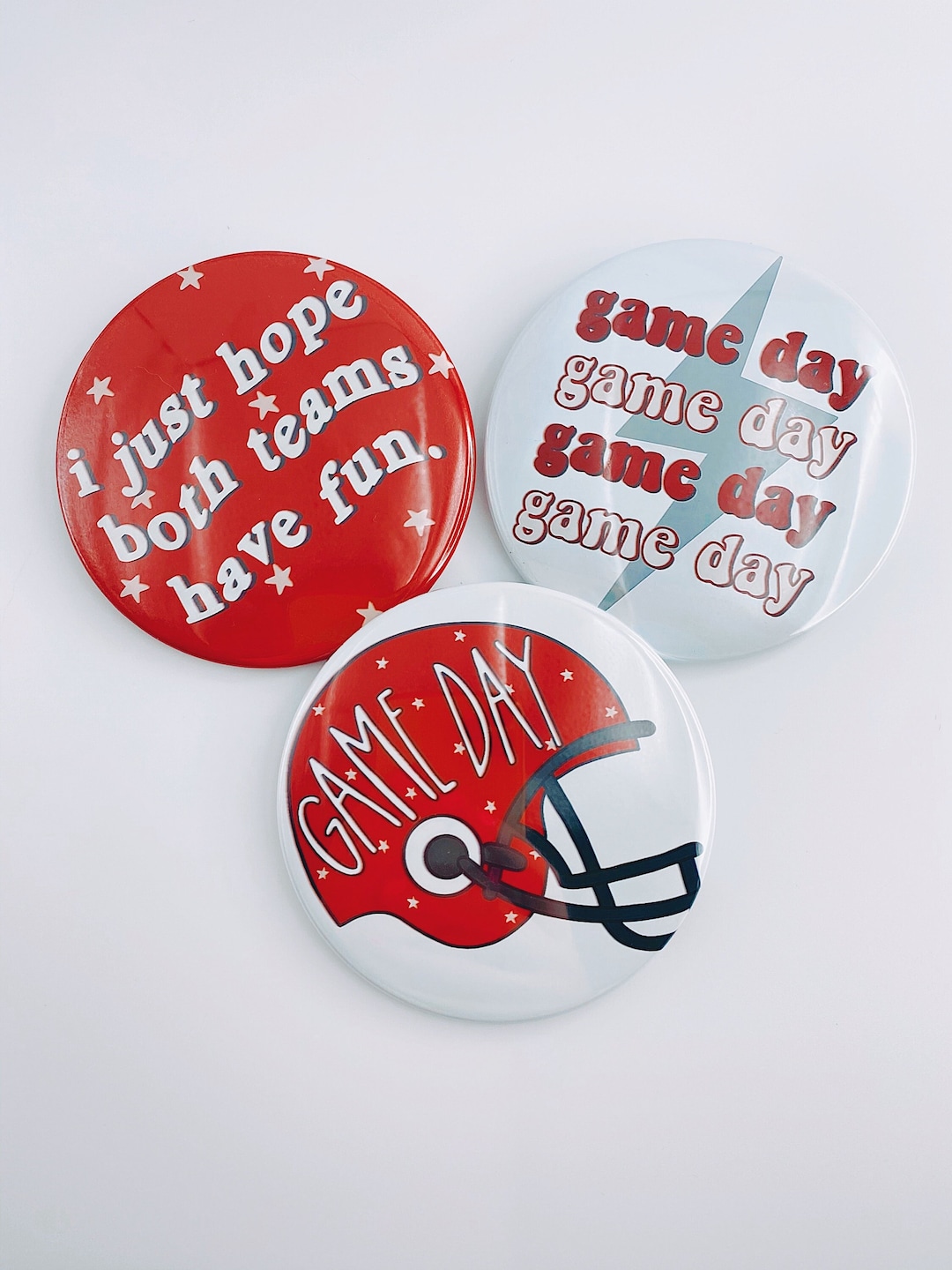 Red Game Day Tailgate Buttons | Game Day Pins | College Football ...