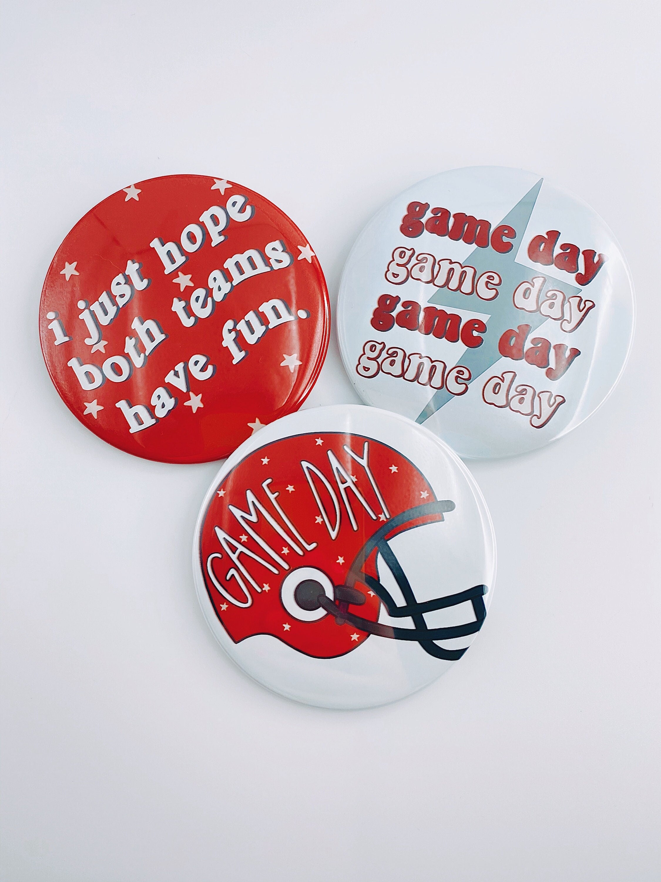 Red Game Day Tailgate Buttons | Game Day Pins | College Football ...