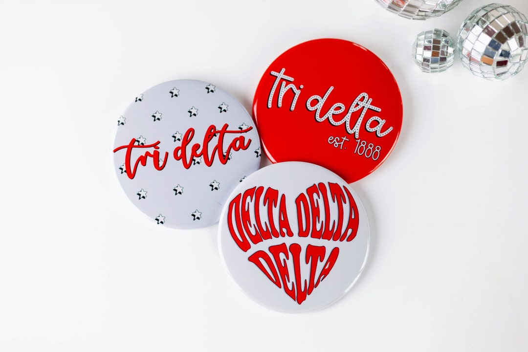 Tri Delta Red Game Day Tailgate Buttons | Game Day Pins | College ...