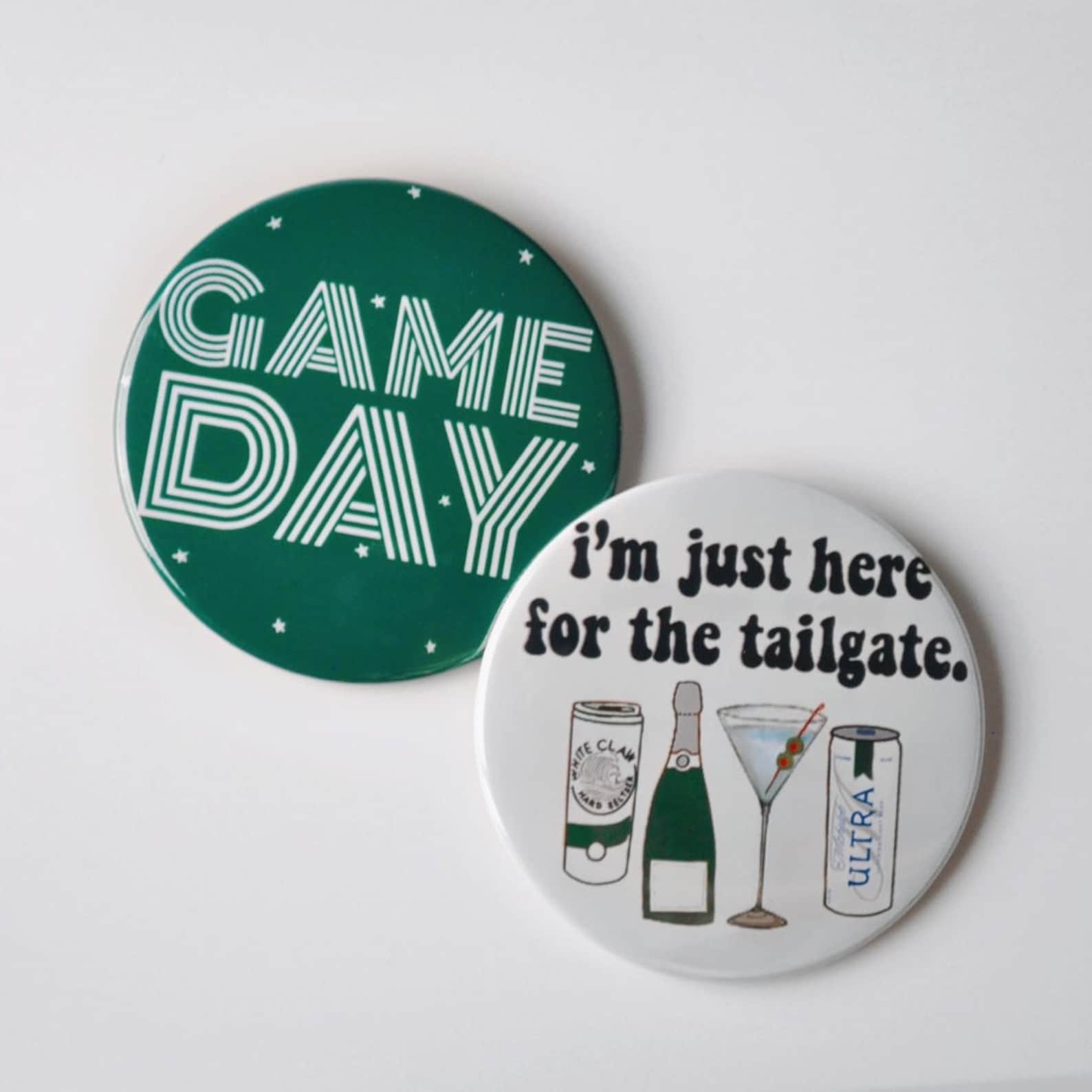 Green Game Day Tailgate Buttons Game Day Pins College - Etsy