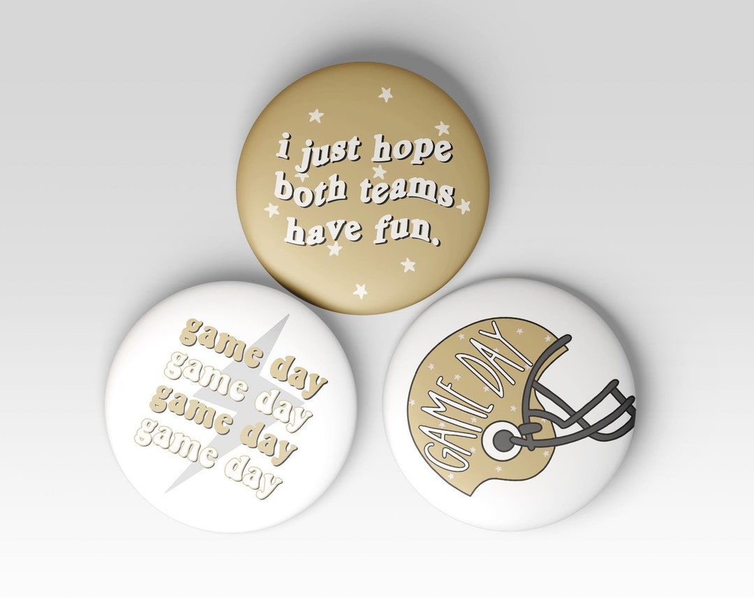 Gold Game Day Tailgate Buttons | Game Day Pins | College Football ...