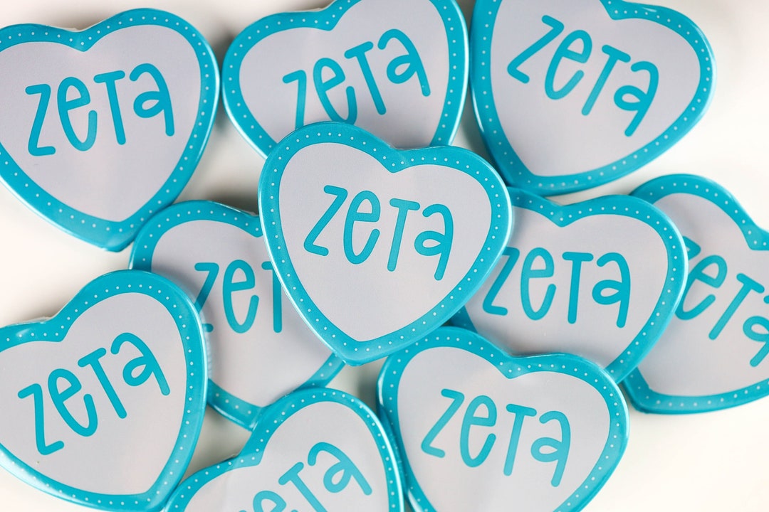 Zeta Tau Alpha Heart Shape Greek Game Day Tailgate Buttons | Game Day ...