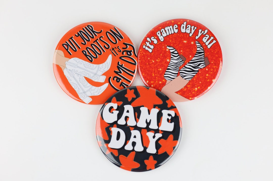 Orange Game Day Tailgate Buttons | Game Day Pins | College Football ...