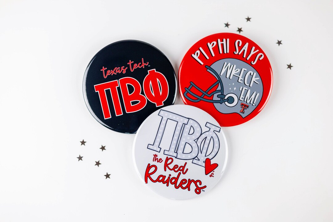 Pi Beta Phi Texas Tech Greek Game Day Buttons | Game Day Pins | College ...