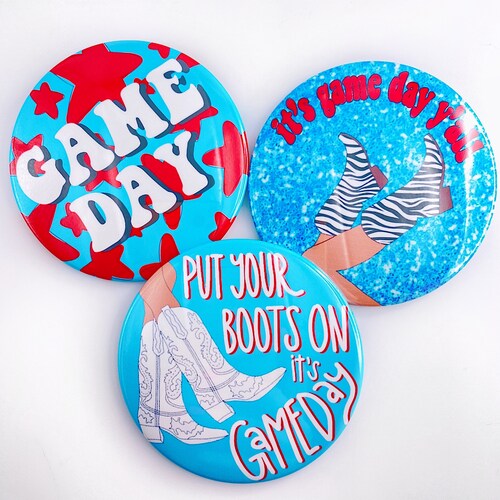 Red Game Day Tailgate Buttons Game Day Pins College - Etsy