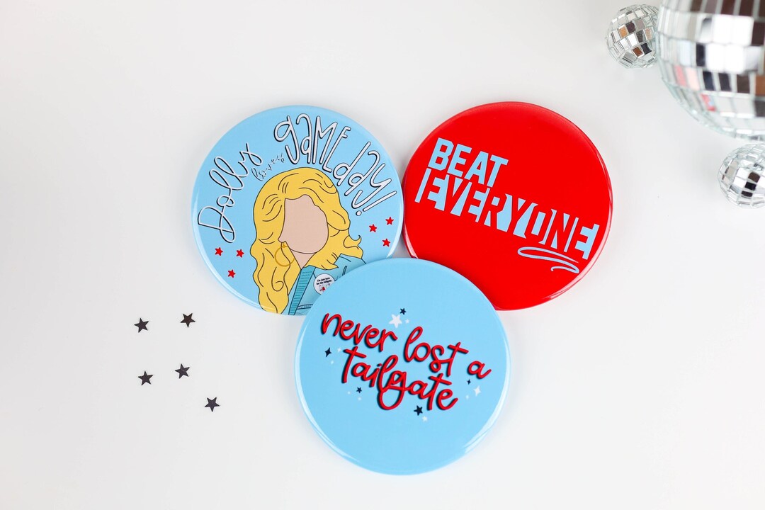 Blue & Red Game Day Tailgate Buttons | Game Day Pins | College Football ...