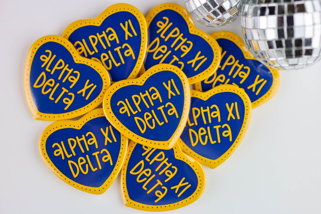 Alpha Xi Delta Heart Shape Greek Game Day Tailgate Buttons | Game Day ...