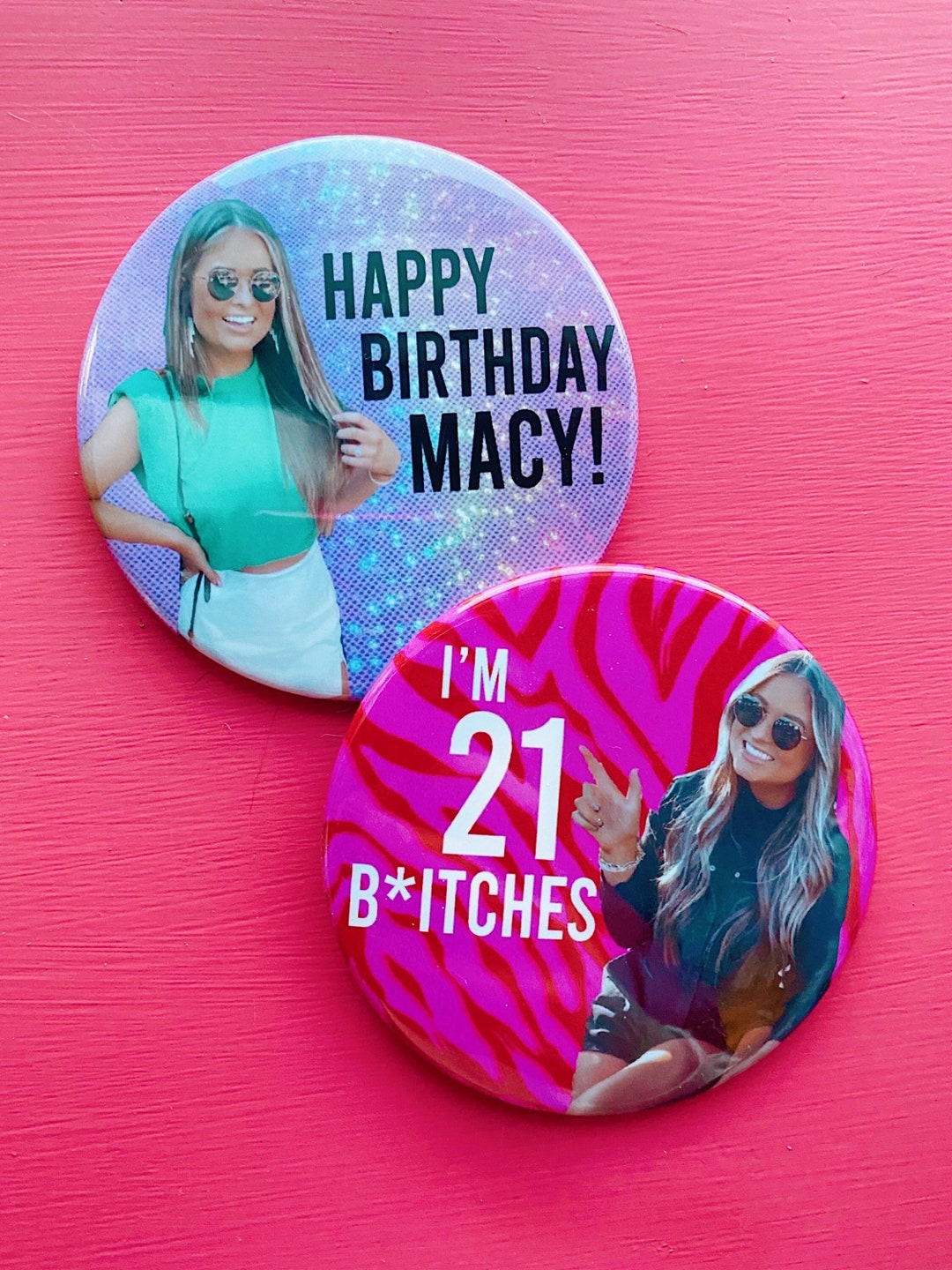 CUSTOM BIRTHDAY BUTTONS | 21st Birthday Button | Birthday Party Favors ...