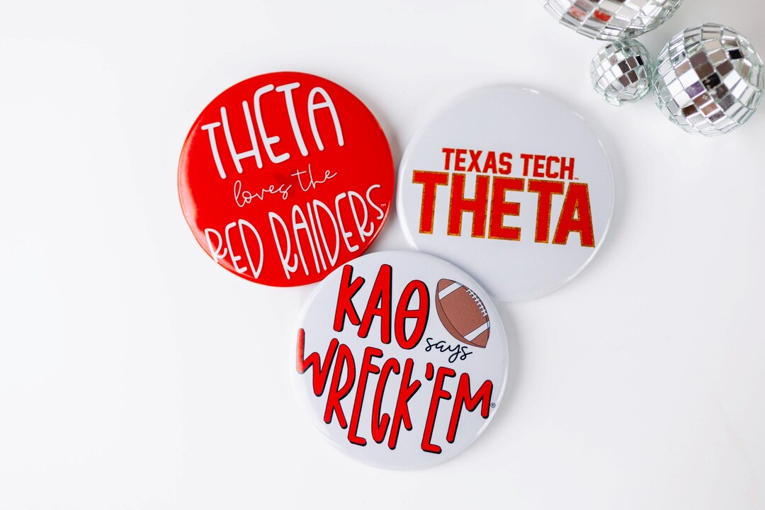 Kappa Alpha Theta Texas Tech Greek Game Day Tailgate Buttons | Game Day ...