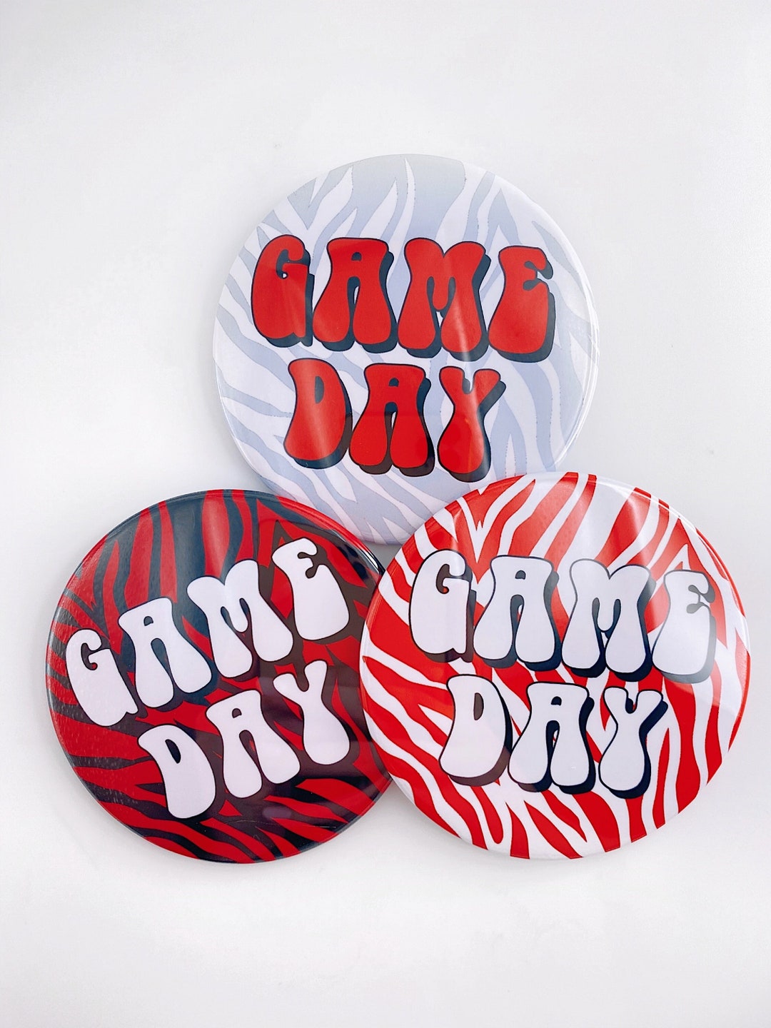 Zebra Red Game Day Tailgate Buttons | Game Day Pins | College Football ...