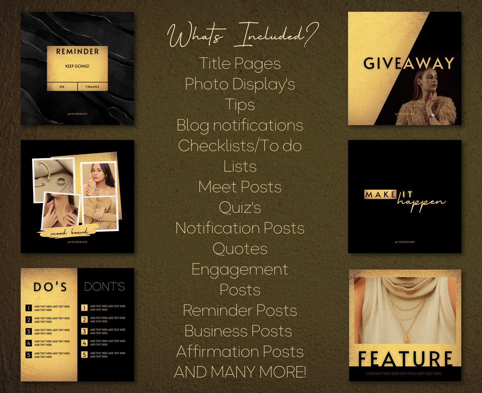 Black Gold Business Instagram Templates, Engagement IG Template ...