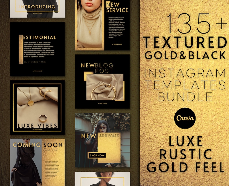 Black Gold Business Instagram Templates Engagement IG - Etsy