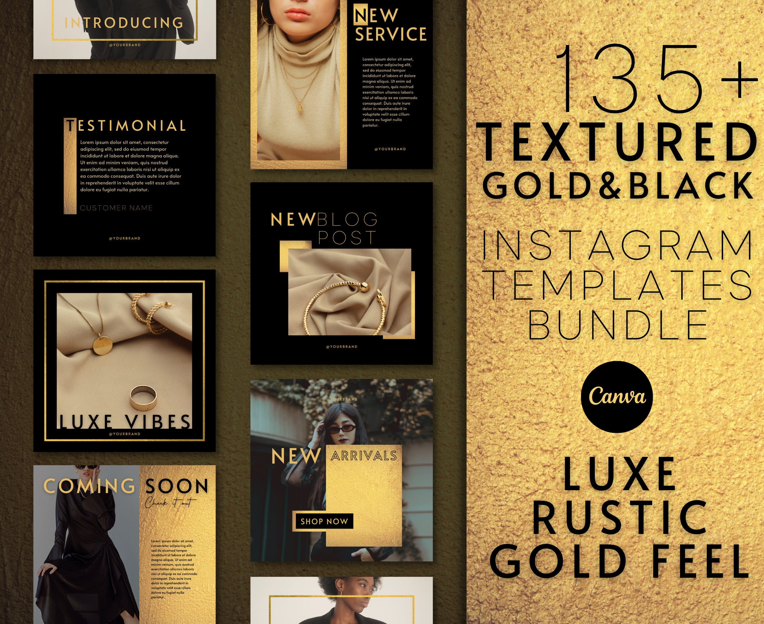 Black Gold Business Instagram Templates, Engagement IG Template ...