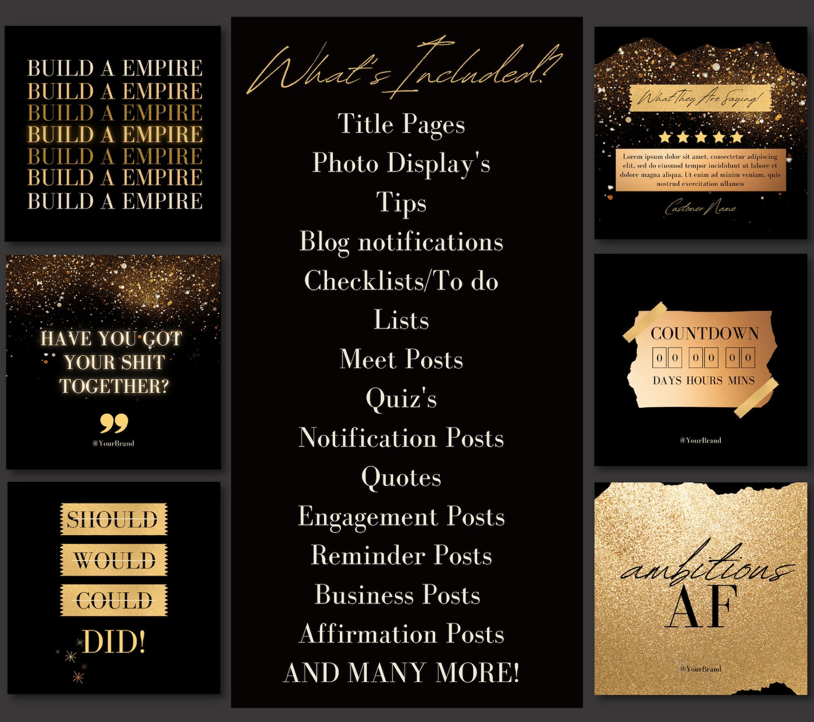 112 Black & Gold Girl Boss Instagram Templates, Lady Boss IG Template ...