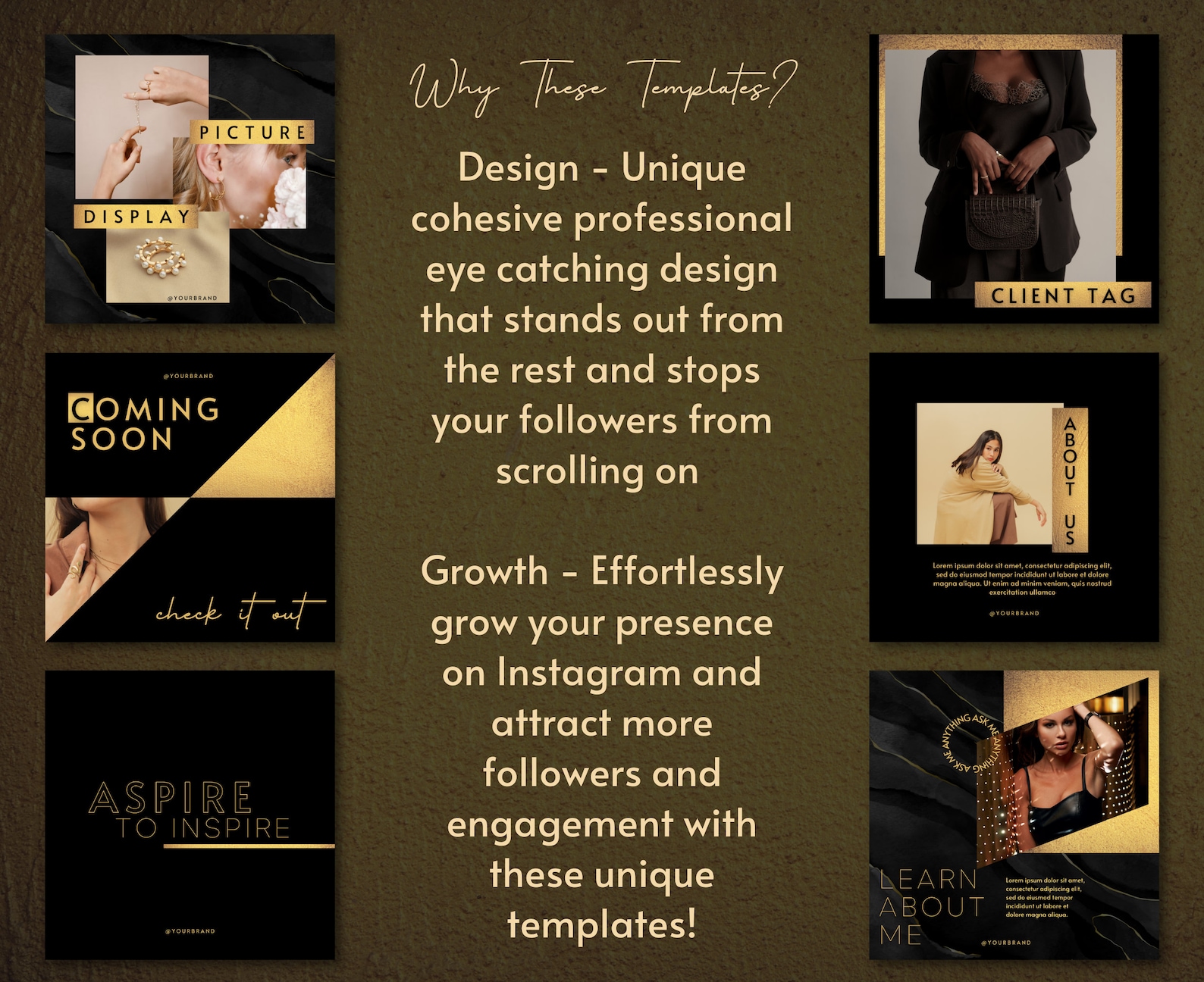 Black Gold Business Instagram Templates, Engagement IG Template ...