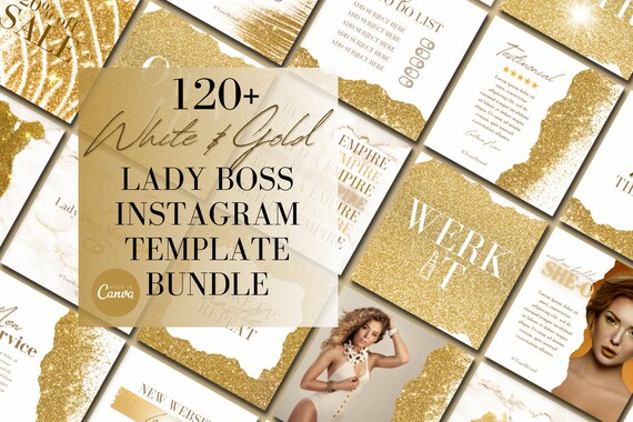 124 White & Gold Girl Boss Instagram Templates Lady Boss IG - Etsy