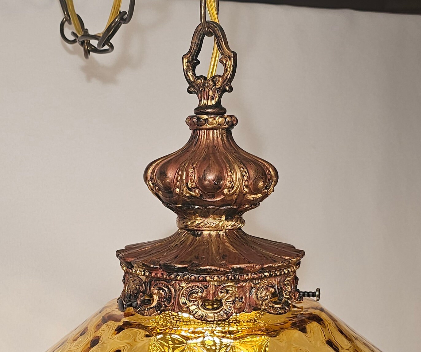 Vintage Amber Swag Light - Etsy
