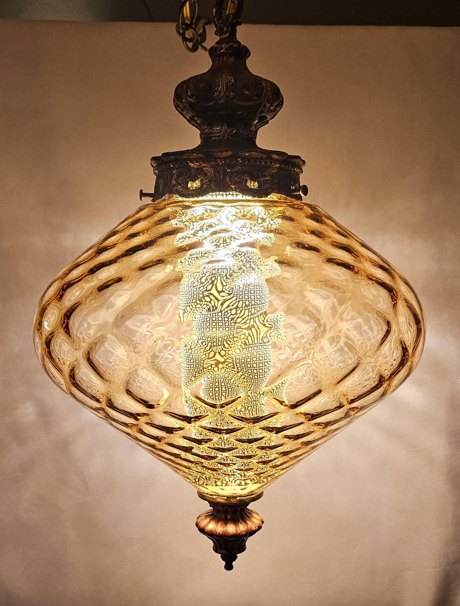 Vintage Amber Swag Light - Etsy
