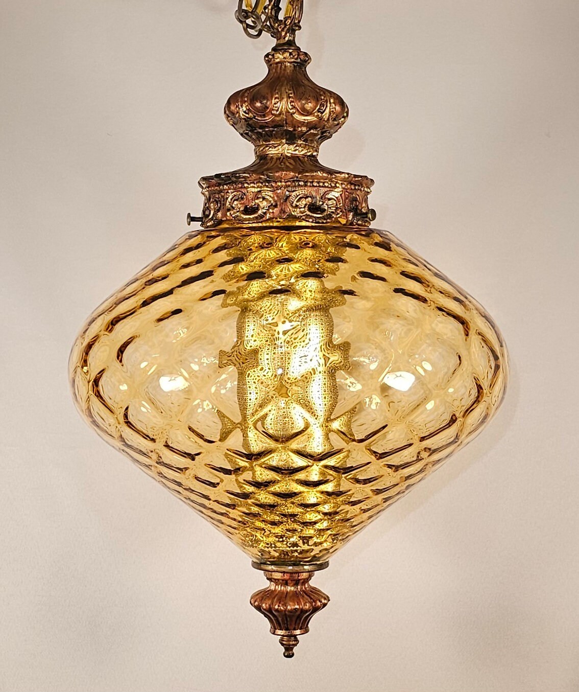 Vintage Amber Swag Light - Etsy