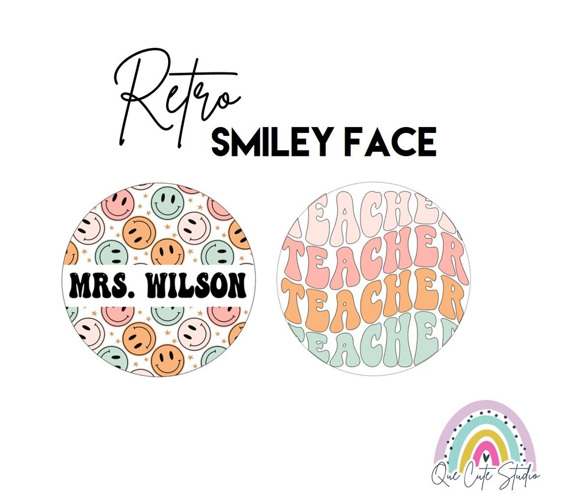 Boho Smiley Face Lanyard / Retro Happy Face / Groovy Smile - Etsy