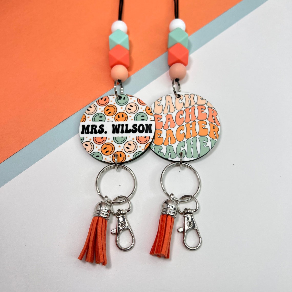 Boho Smiley Face Lanyard / Retro Happy Face / Groovy Smile - Etsy