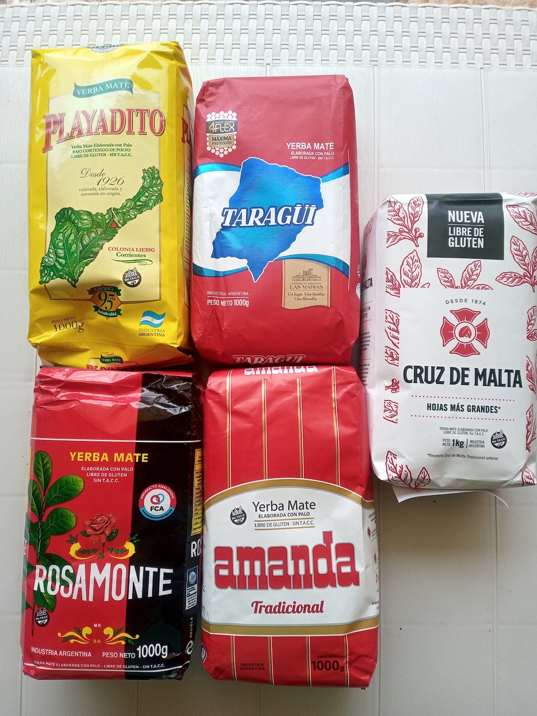 Classic Argentine Yerba Mate Tea Selection (5x1kg) - Playadito, Taragüí ...