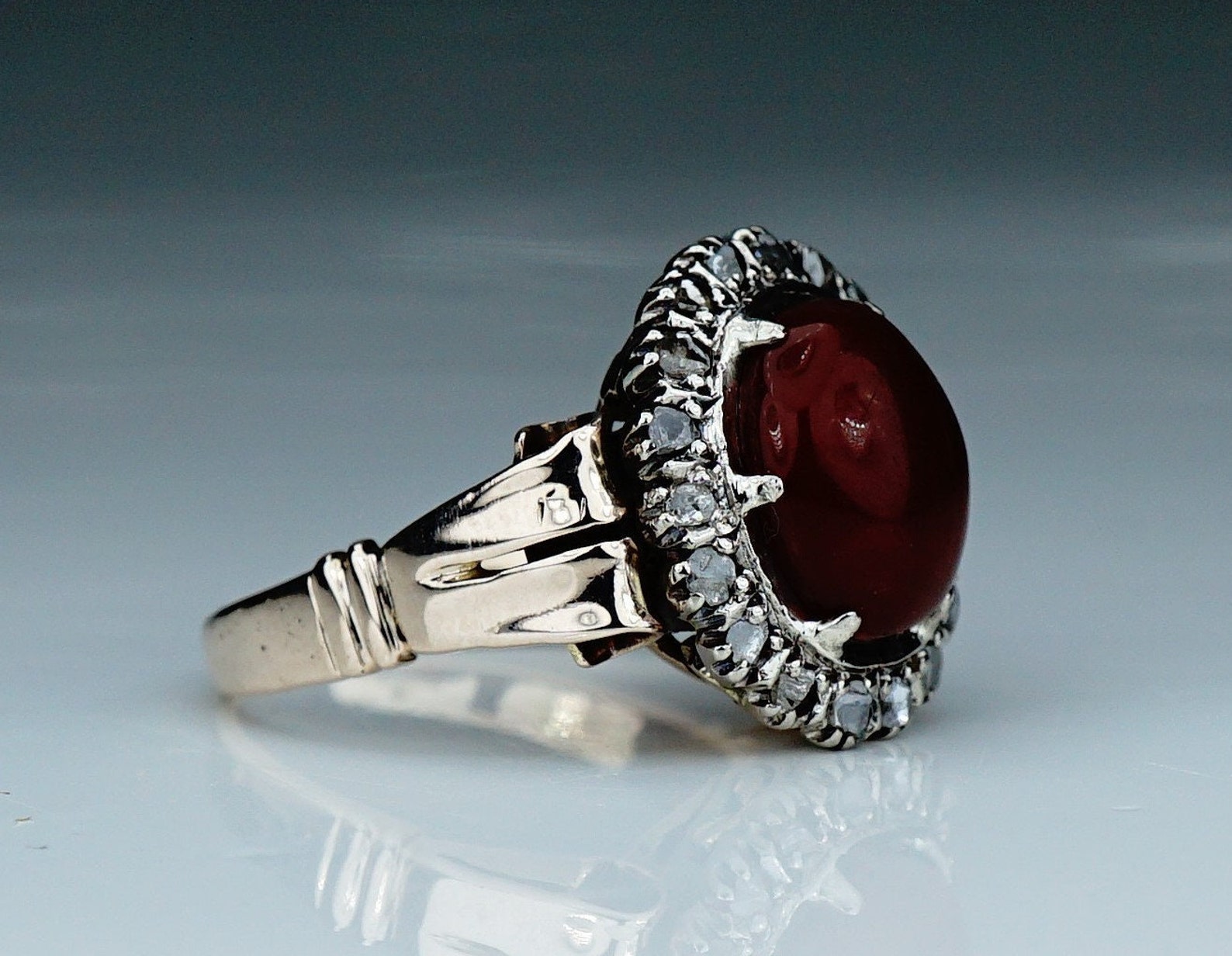 Antique Victorian 14 Carat Gold Diamond Carneol Engagement Promise Ring ...