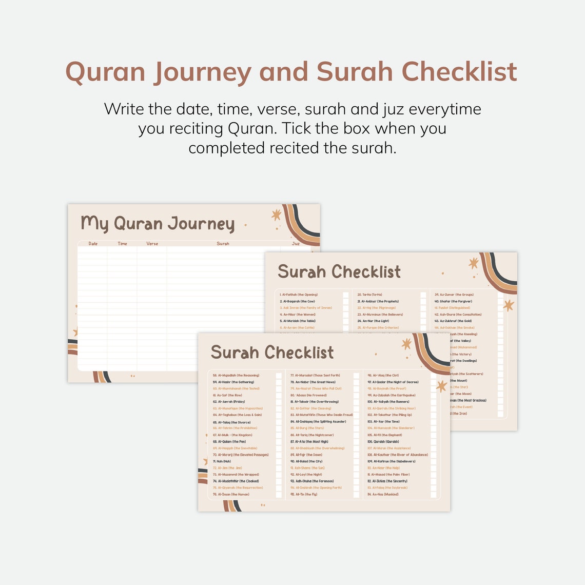 Muslim Planner Printable Planner Salah Tracker Quran Journey Islamic ...