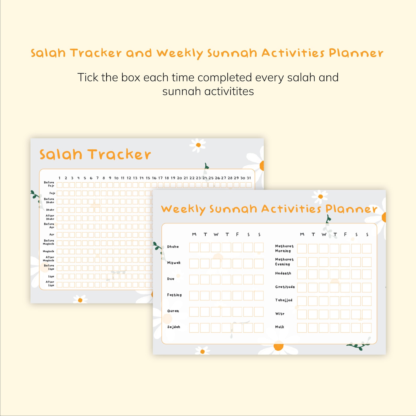 Muslim Planner | Islamic Planner | Printable Planner | Daisy Theme - Etsy