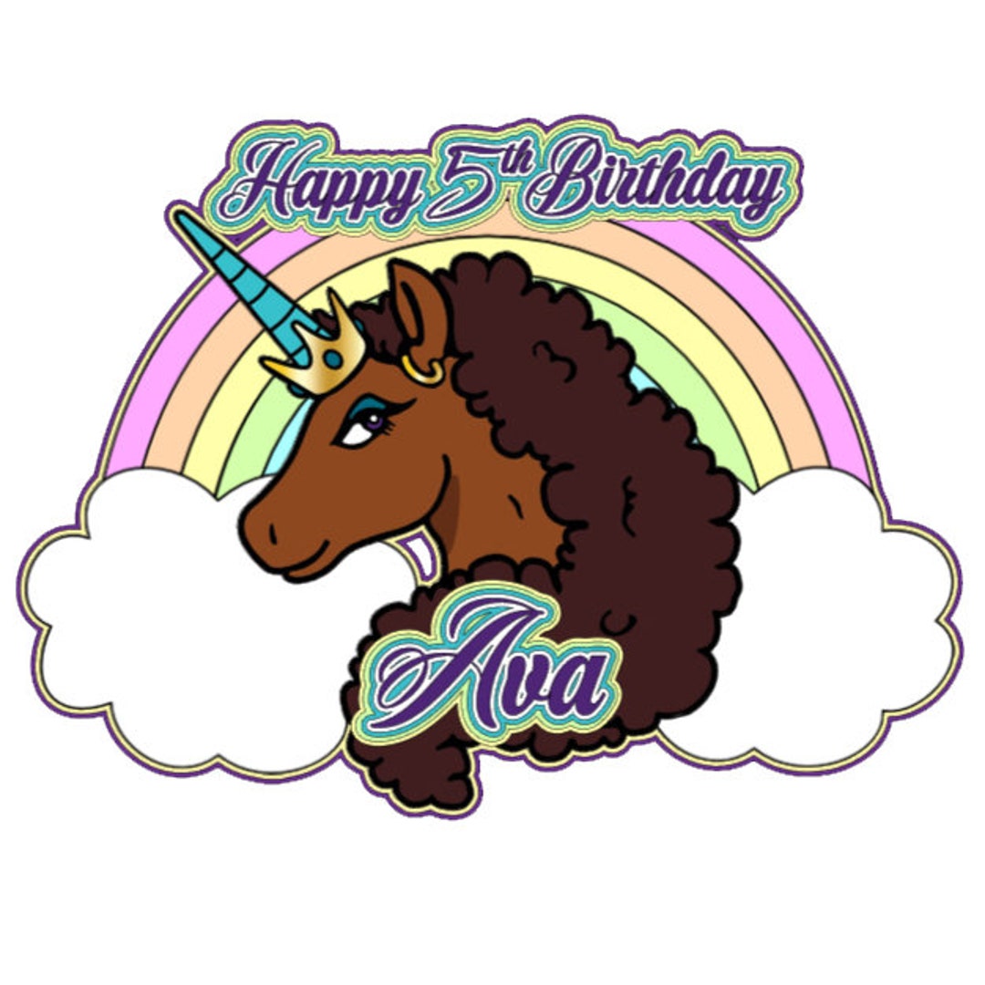 Afro Unicorn Birthday Cake Topper - Etsy