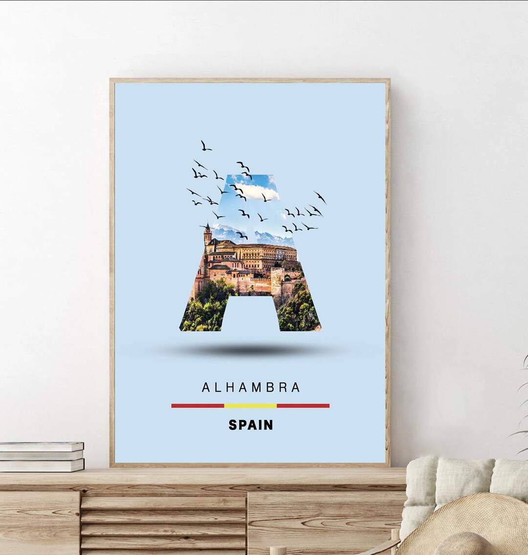 Alhambra Travel Print Wall Art Alhambra Wall Hanging Home Décor ...