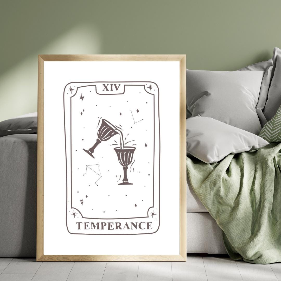 The Temperance Tarot Card Wall Art, Balance & Harmony Print, Minimalist ...