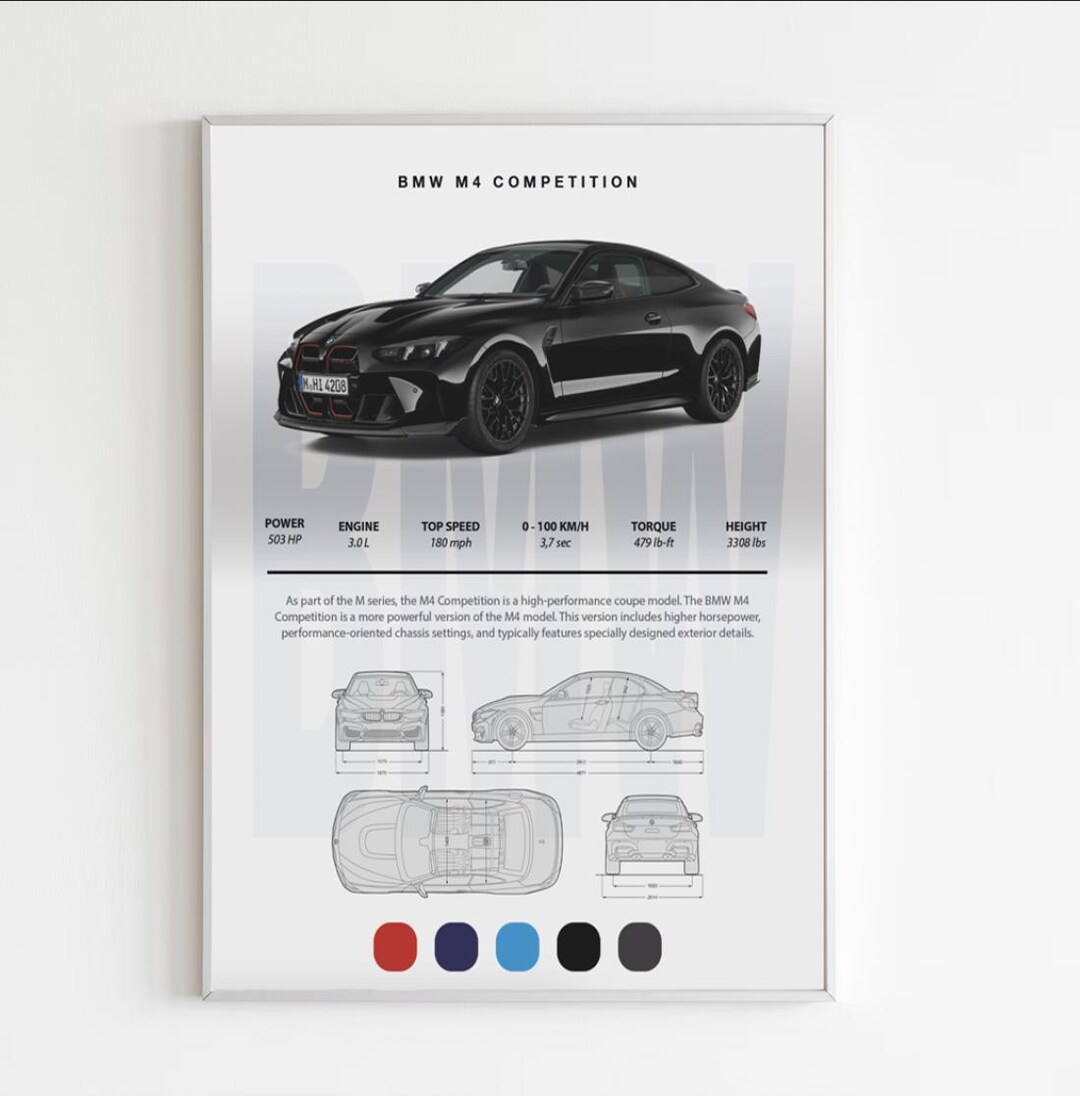 BMW M4 Competition Poster | Hyper Car Poster | Super Car Print | Art ...