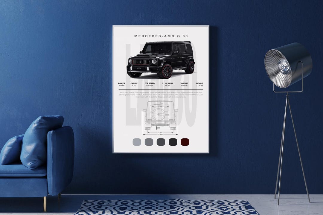 Mercedes-amg G63 Poster, Classic Muscle Car Wall Art, Black Sports Car ...