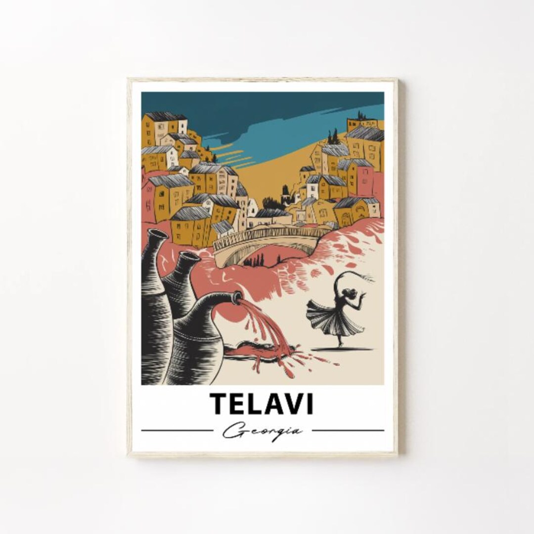 Telavi Georgia Poster, Caucasus Wall Art, Georgian Culture Decor Print ...