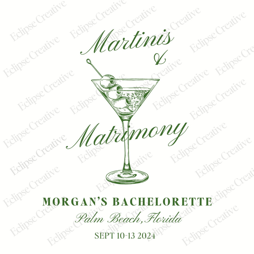 Plantilla de logotipo de despedida de soltera de Martinis y matrimonio ...