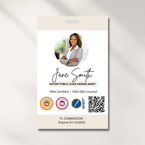 Notary Badge Template Editable Loan Signing Agent Badge - Etsy