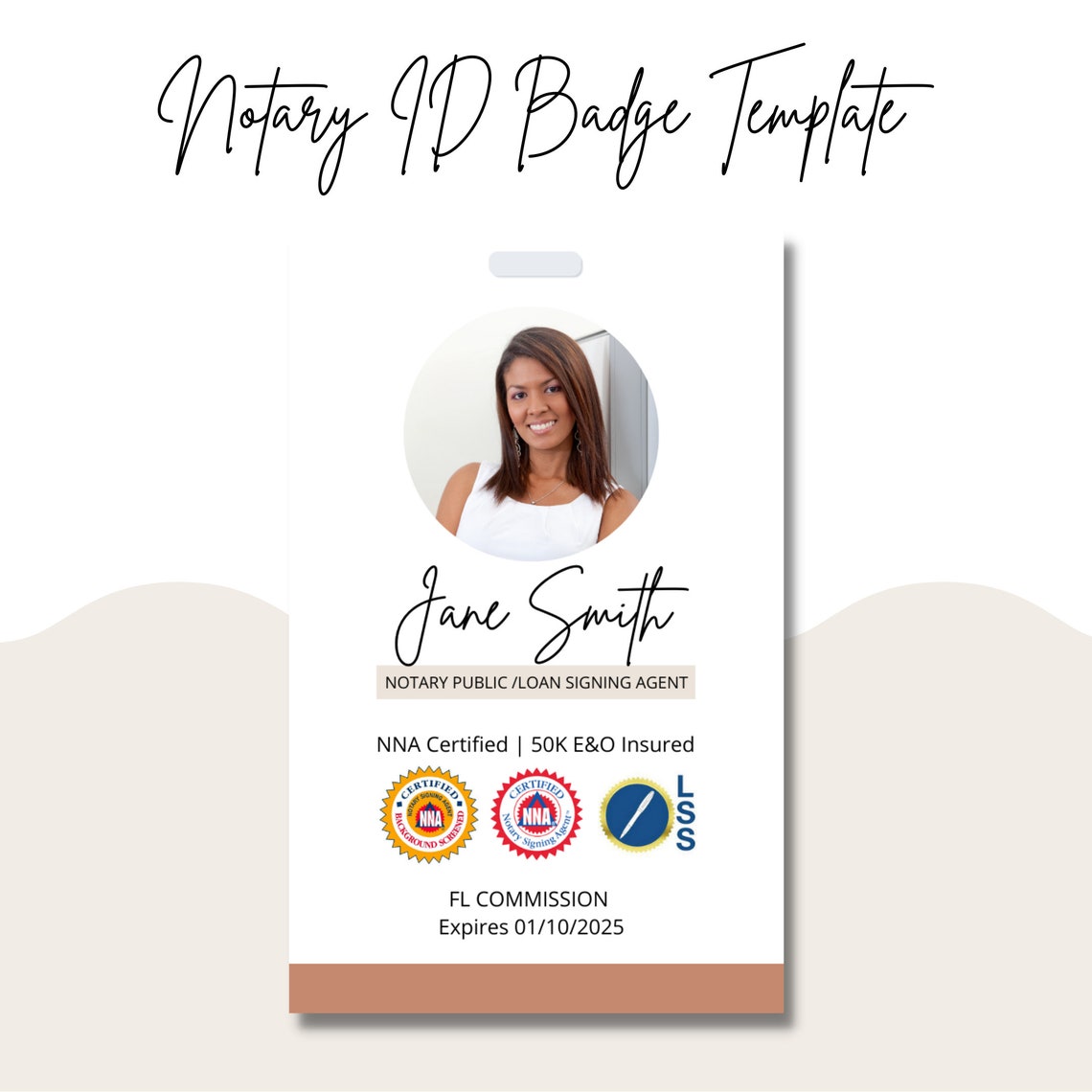 Notary ID Badge Template | Etsy