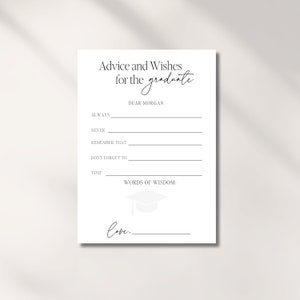 Advice and Wishes Template, Printable Modern Graduation Party Words of ...