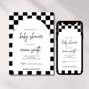 Checkers Baby Shower Invitation , Checkerboard Baby Shower Invite ...